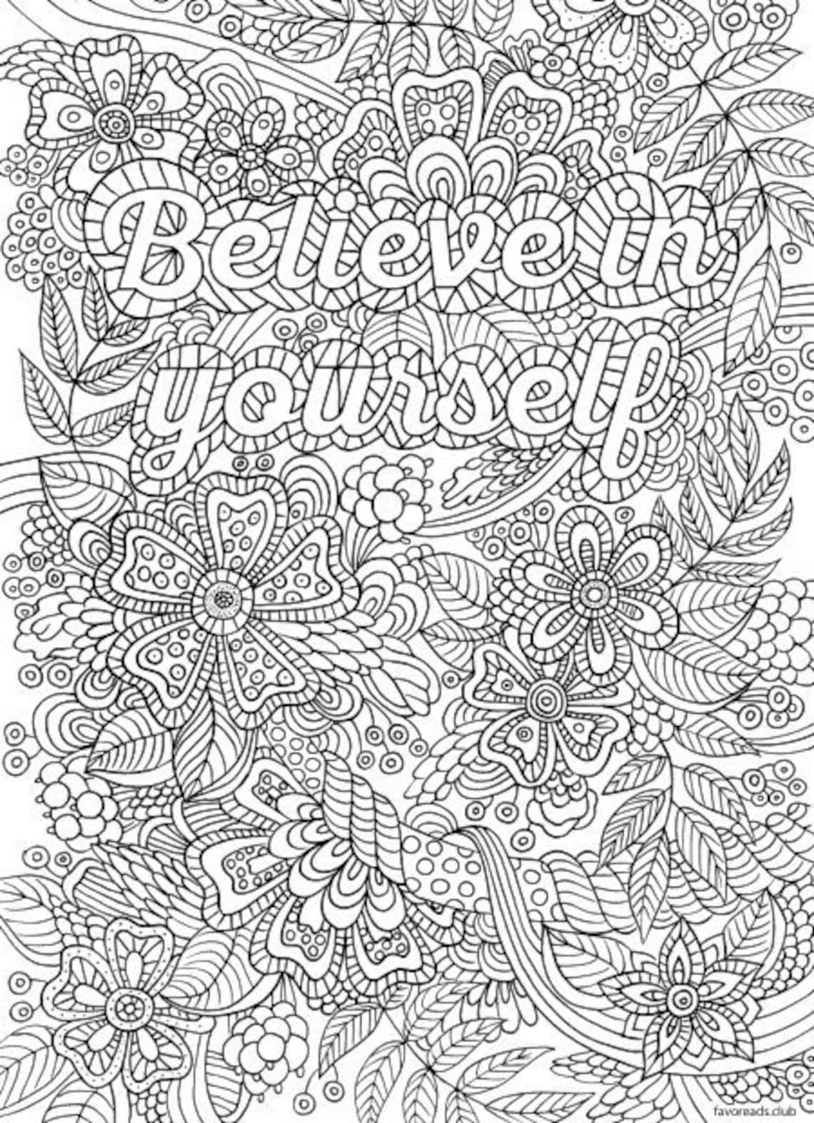 Believe in Yourself Printable Adult Coloring Page From Favoreads ...