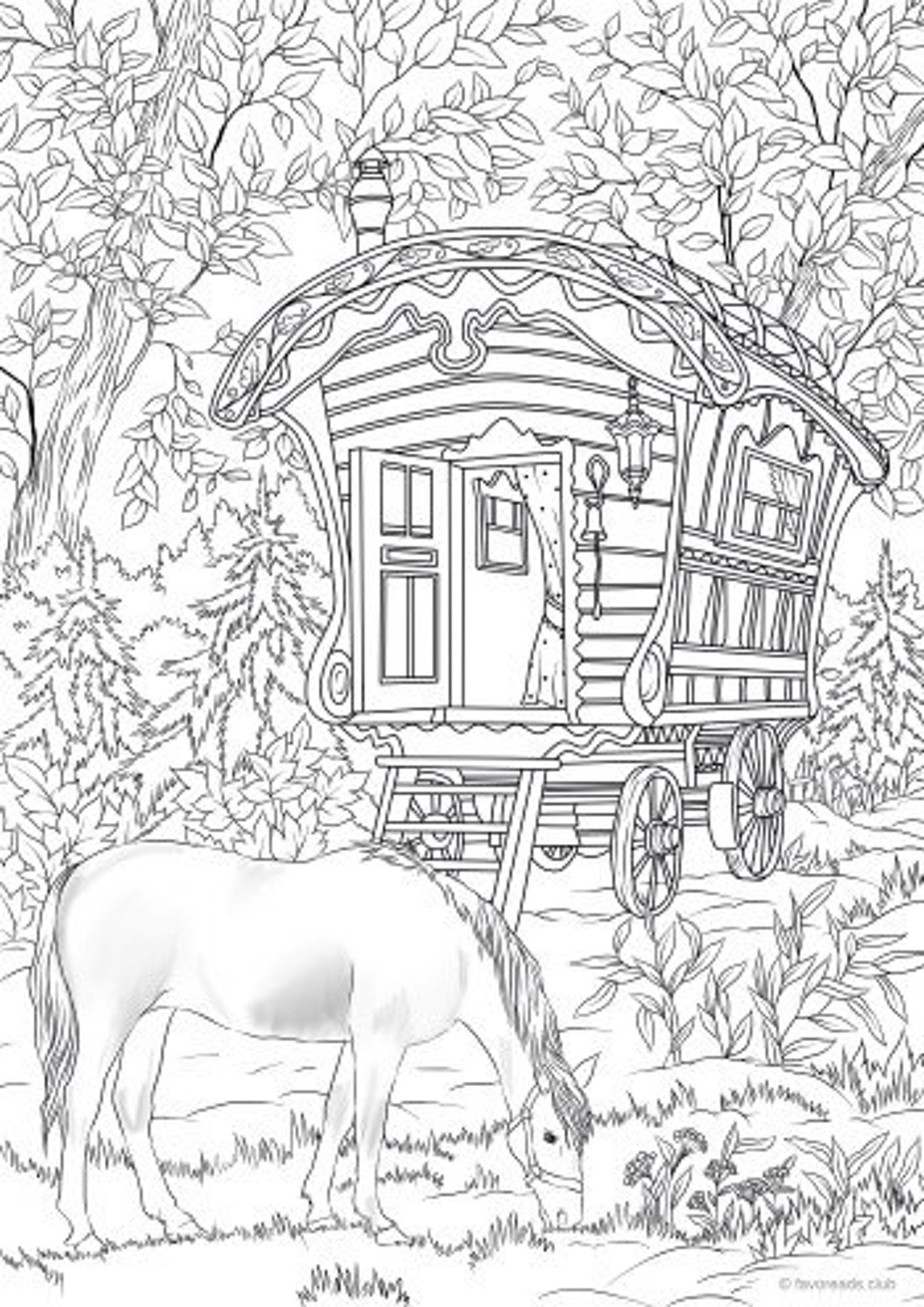 Wagon Printable Adult Coloring Page From Favoreads coloring - Etsy Canada