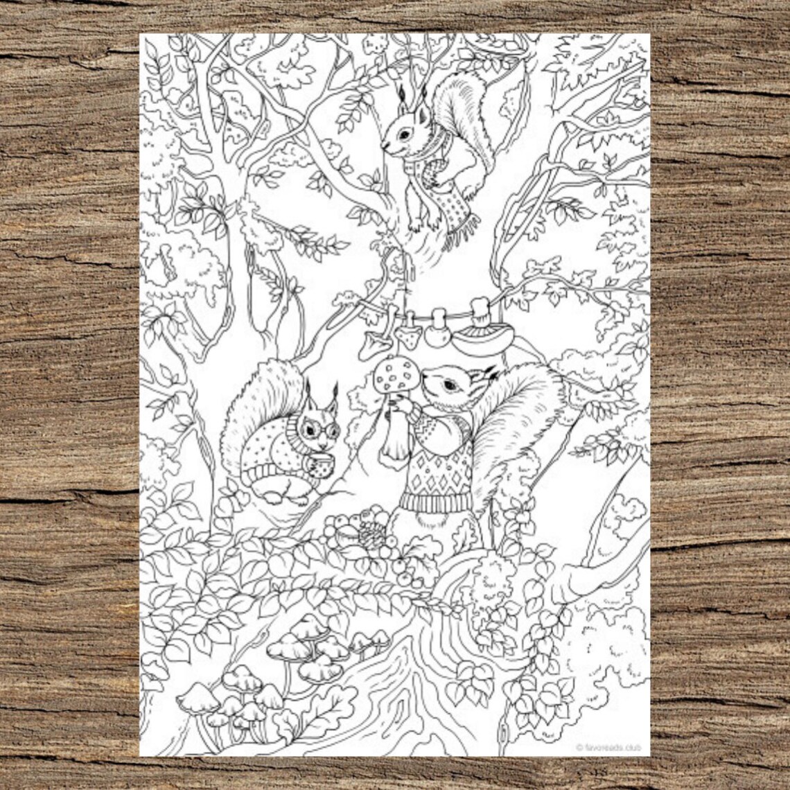 Friends on a Tree Printable Adult Coloring Page From | Etsy