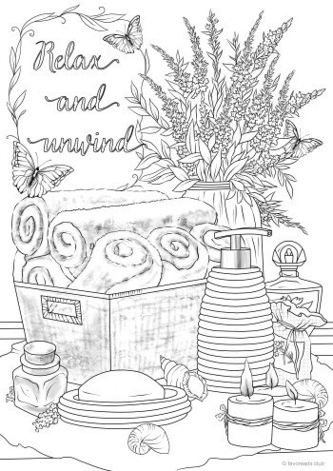 Unwind Printable Adult Coloring Page From Favoreads | Etsy