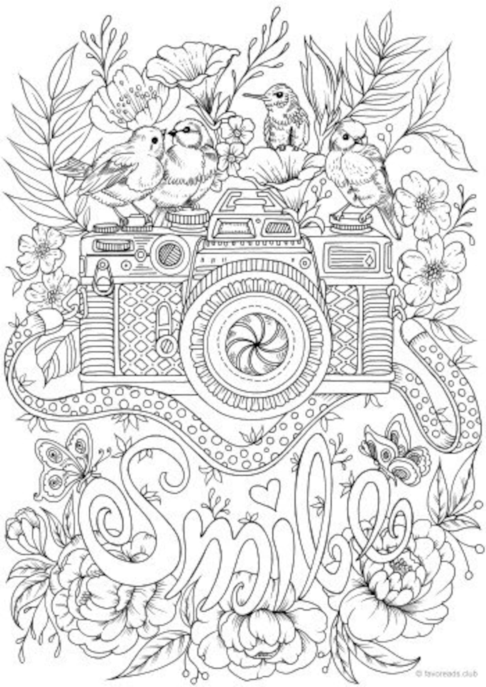 Smile Printable Adult Coloring Page From Favoreads coloring - Etsy Canada