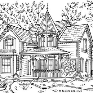 Beautiful Houses Bundle - 10 Printable Adult Coloring Pages From ...