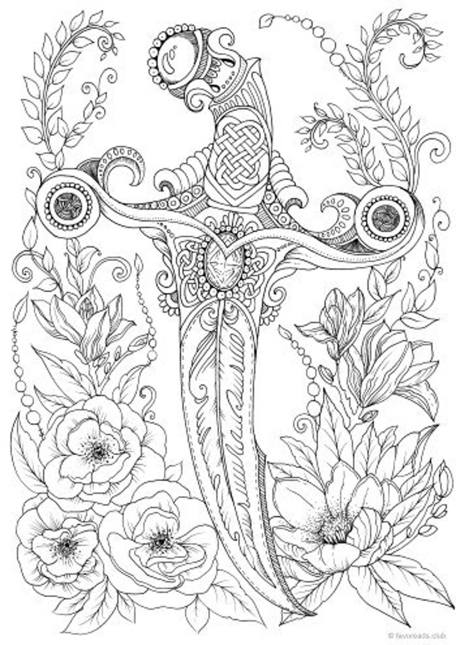 Knife Printable Adult Coloring Page From Favoreads coloring - Etsy
