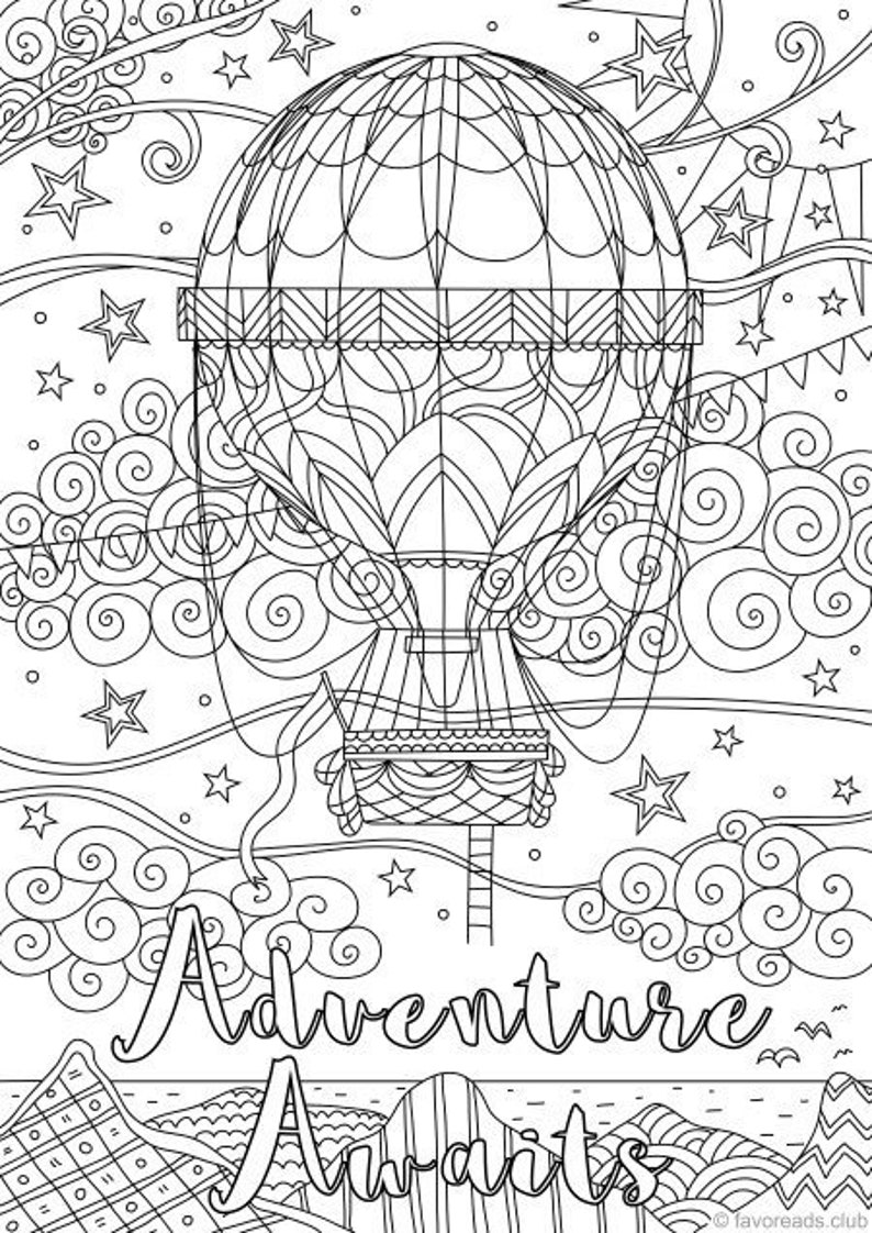 Adventure Awaits Printable Adult Coloring Page From - Etsy