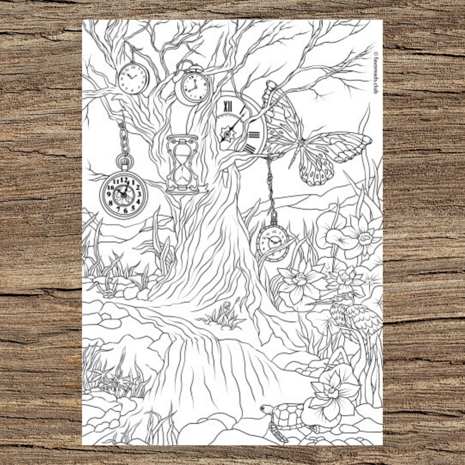 Clock Printable Adult Coloring Page From Favoreads coloring - Etsy