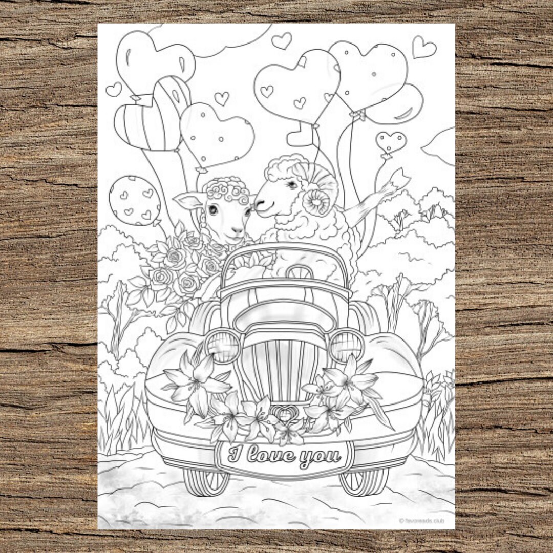 Romantic Ride Printable Adult Coloring Page From Favoreads coloring ...