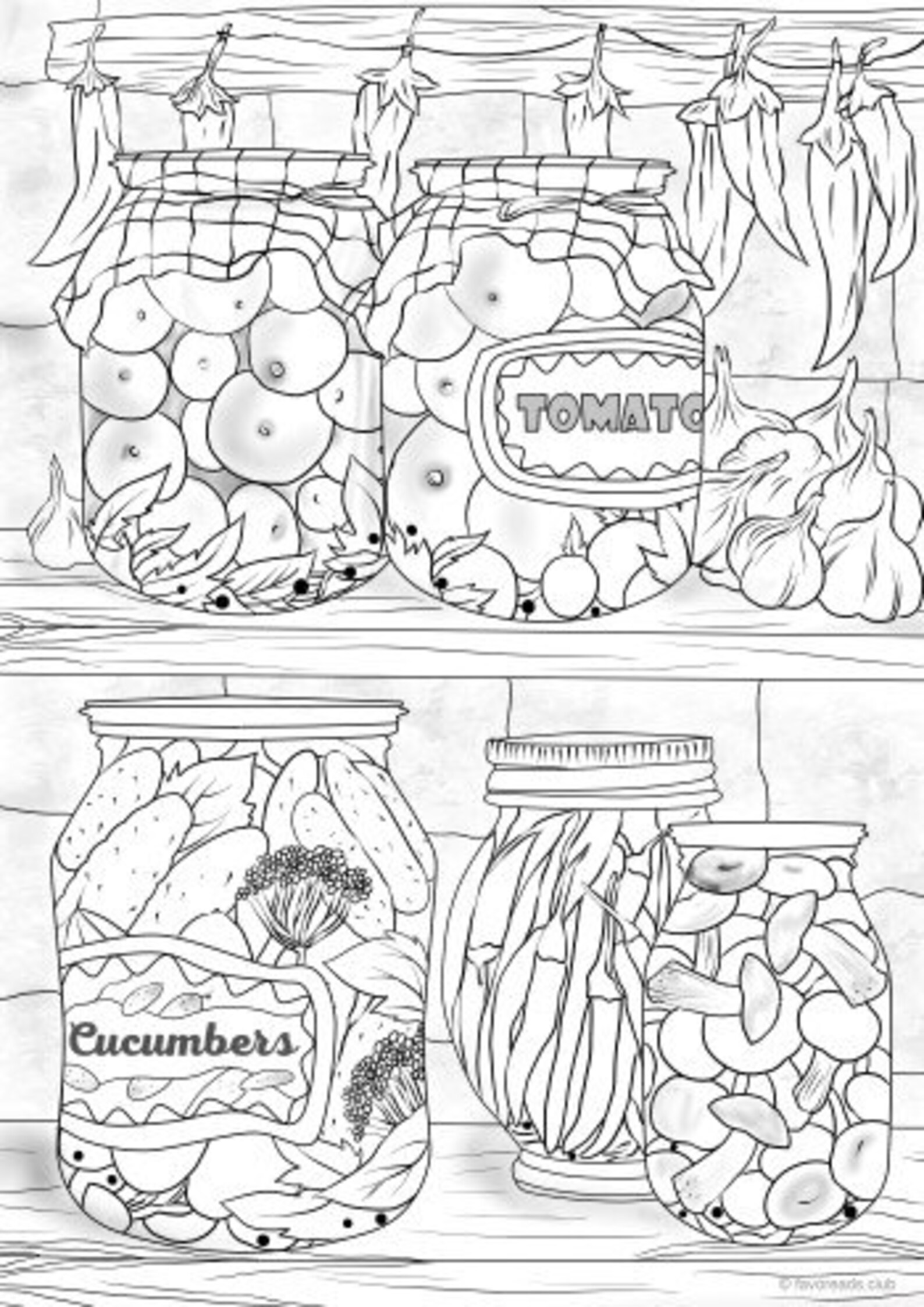 Pickled - Printable Adult Coloring Page From Favoreads (coloring Book ...