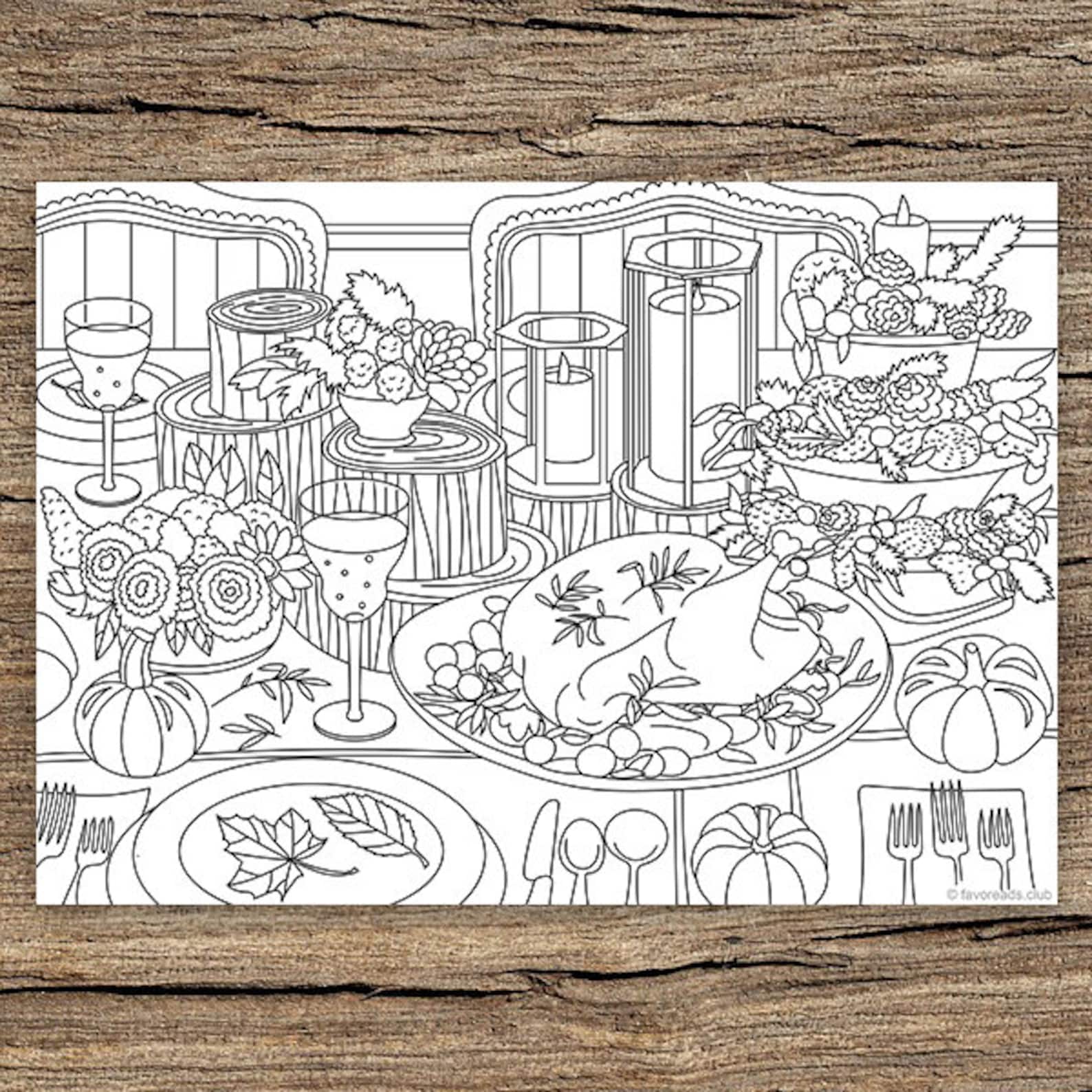 Thanksgiving Printable Adult Coloring Page From Favoreads coloring Book ...