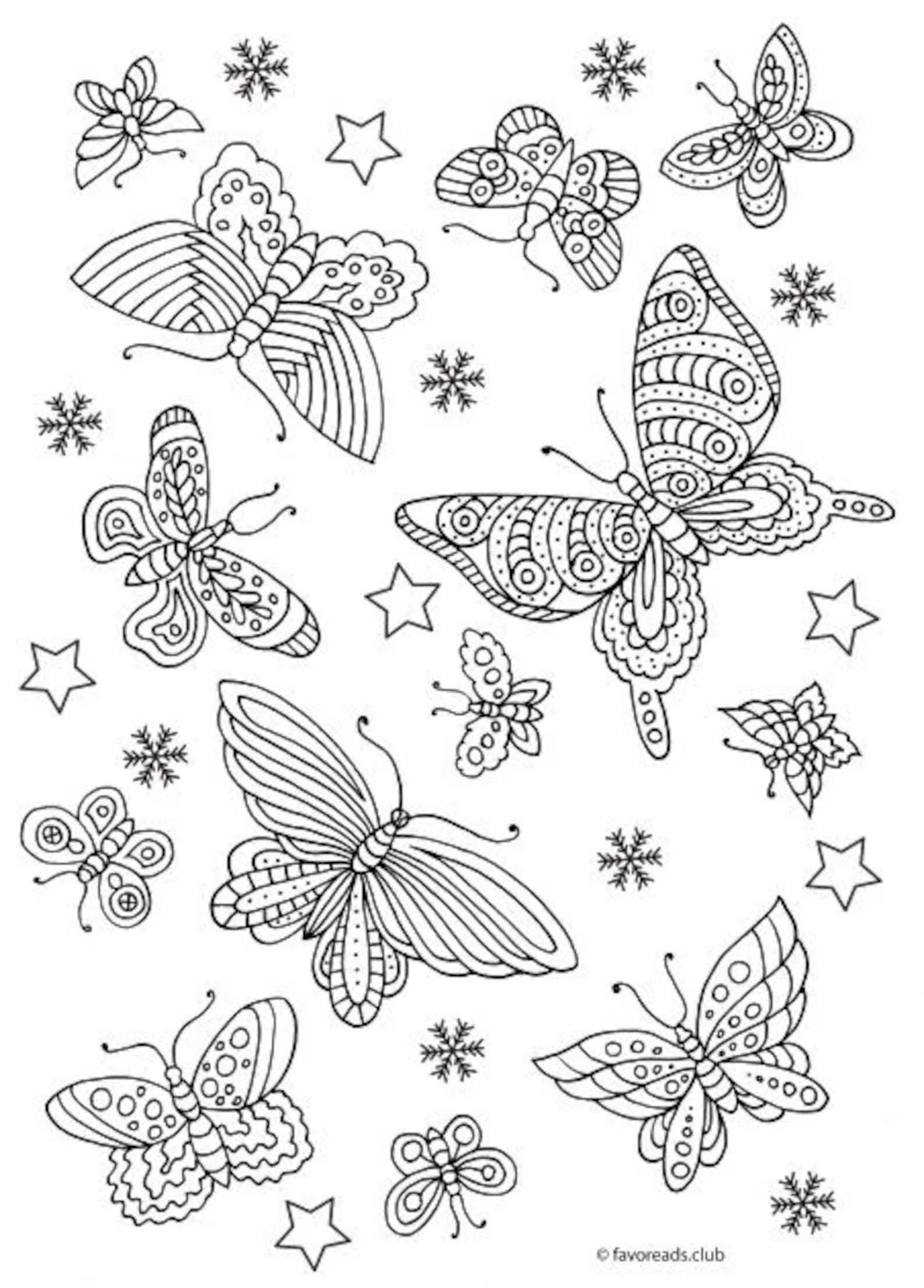 Little Butterflies Printable Adult Coloring Page From Favoreads ...