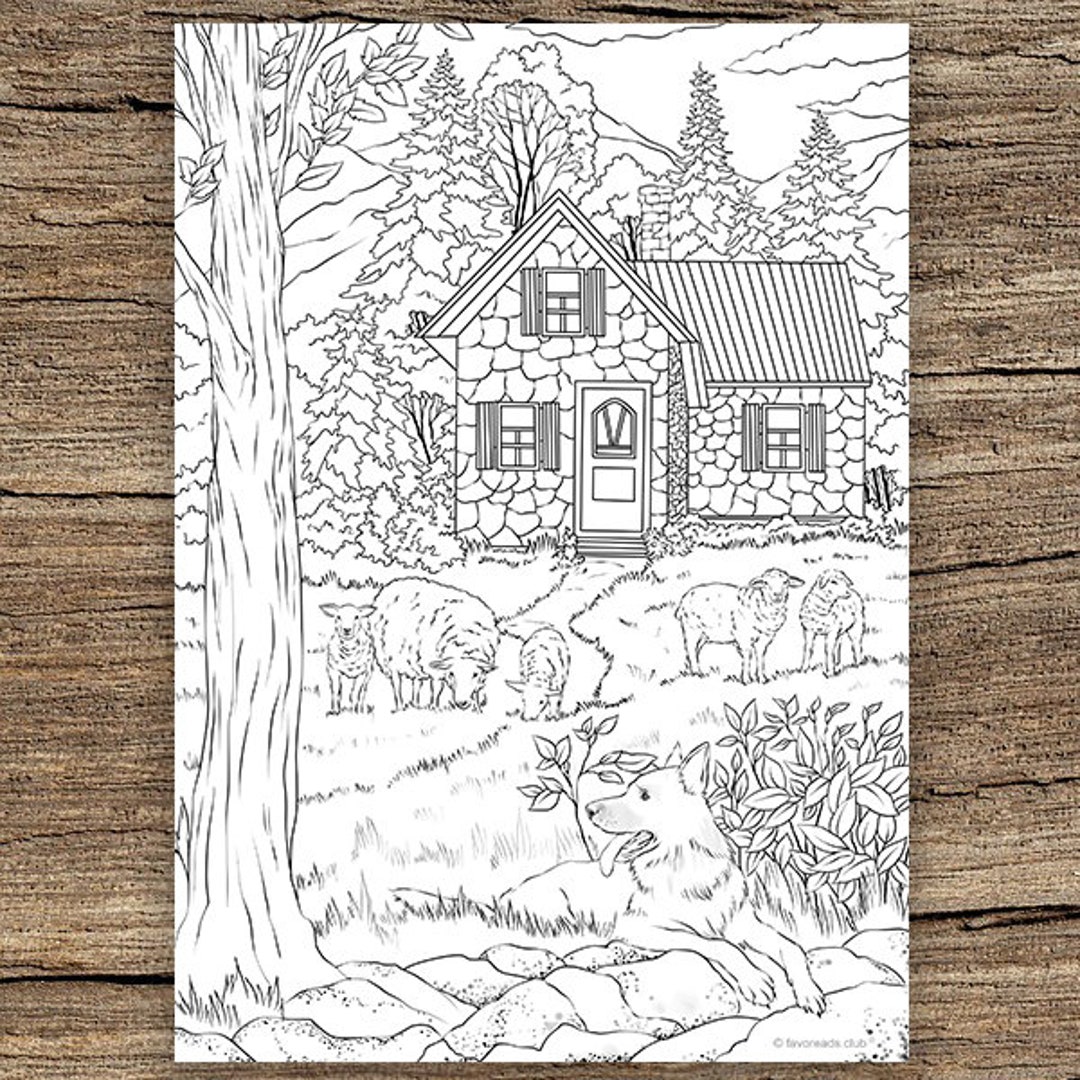 Pasture - Printable Adult Coloring Page From Favoreads (coloring Book ...