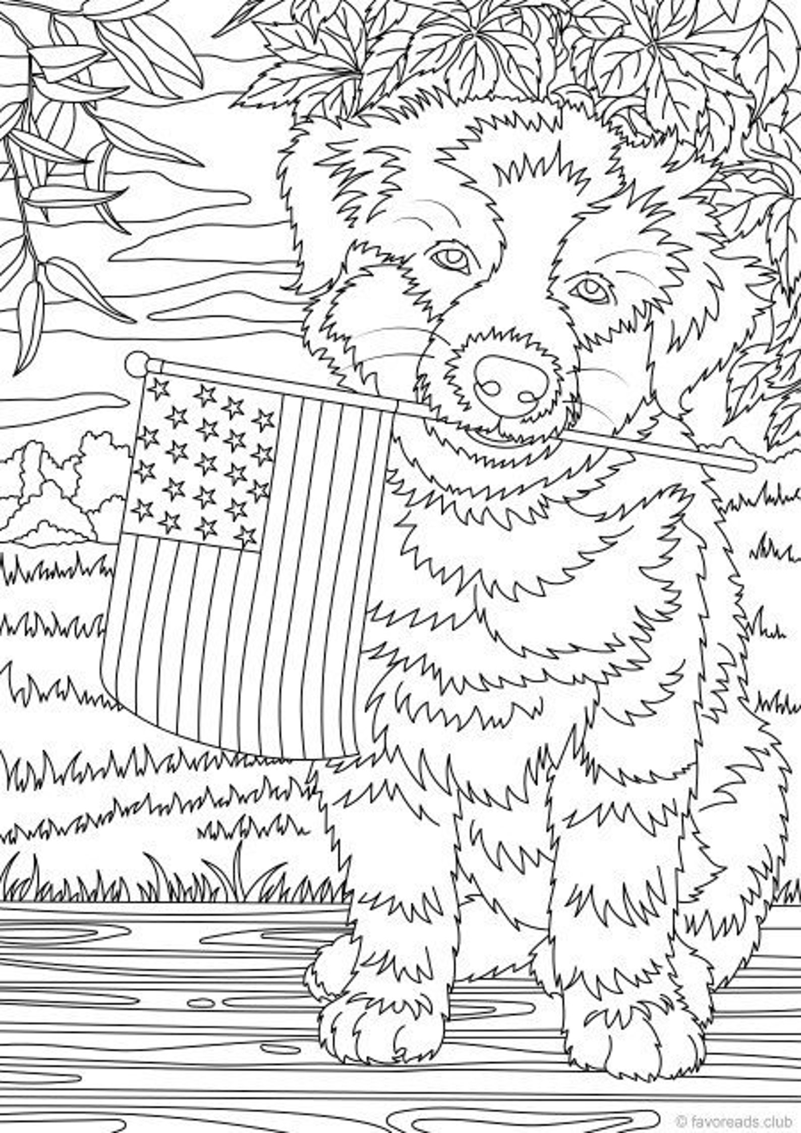 Dog Day Printable Adult Coloring Page from Favoreads | Etsy