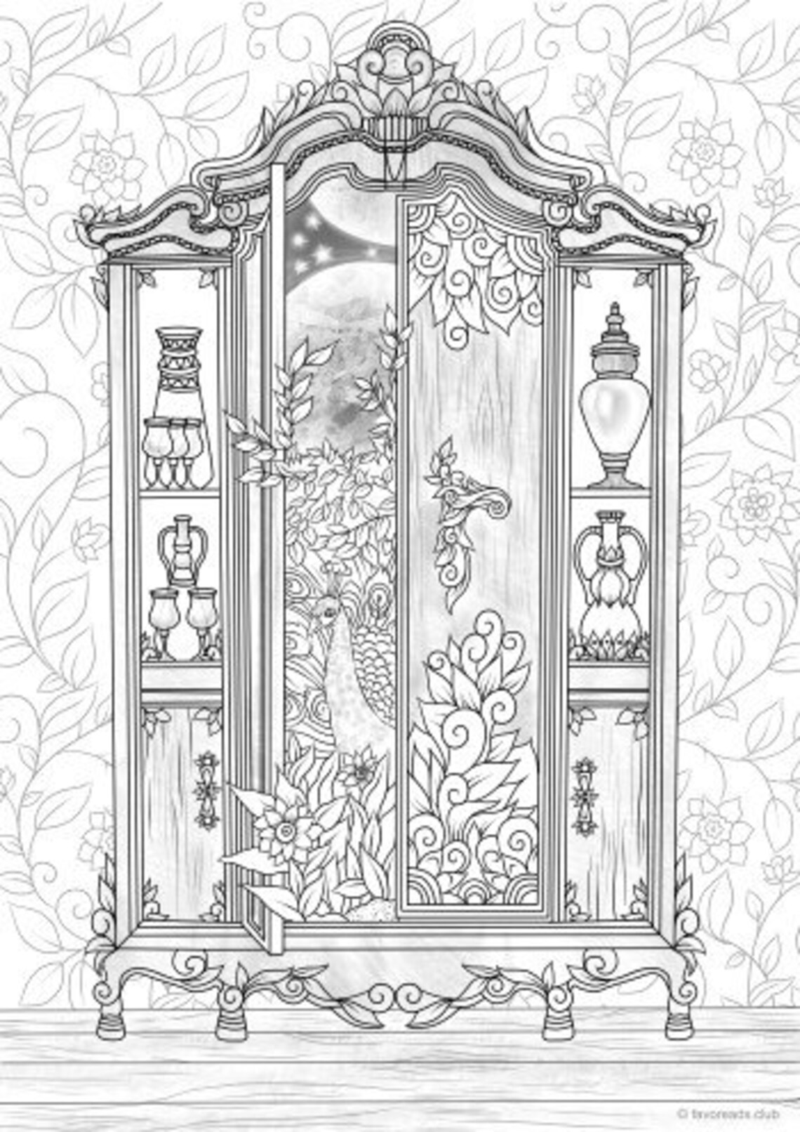 Wardrobe Printable Adult Coloring Page from Favoreads | Etsy