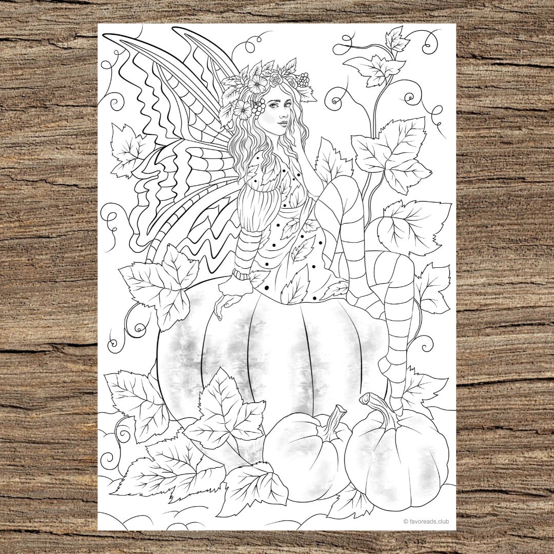 Autumn Fairy - Printable Adult Coloring Page From Favoreads (coloring ...