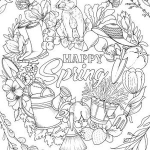 Happy Spring - Printable Adult Coloring Page From Favoreads Coloring ...