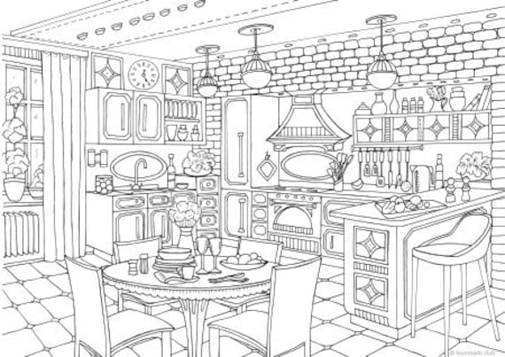 Kitchen Table Coloring Pages