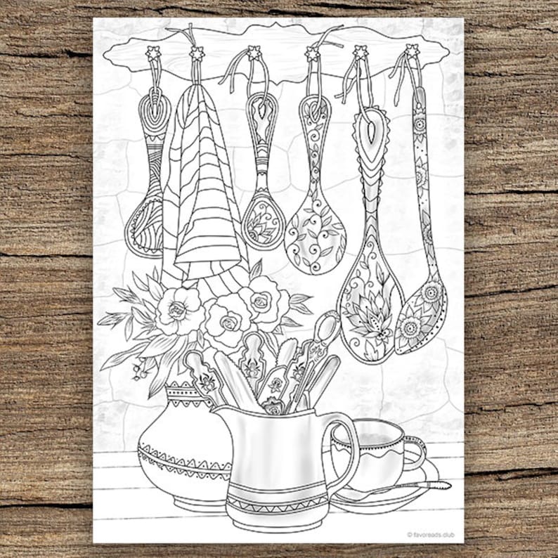 Spoons - Printable Adult Coloring Page From Favoreads Coloring Book ...
