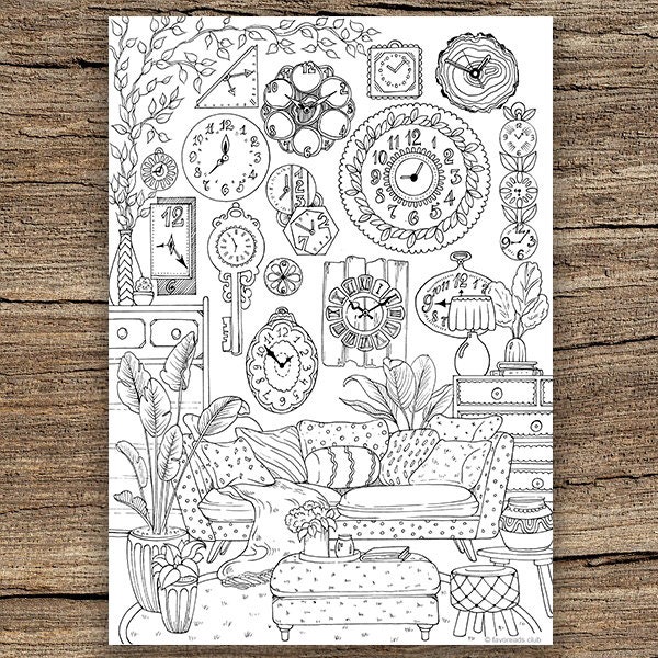 All about Time Printable Adult Coloring Page from Favoreads | Etsy