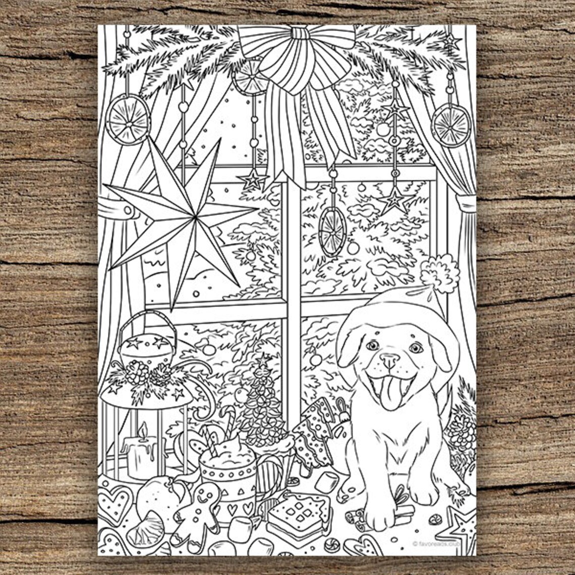 Christmas Time Printable Adult Coloring Page From Favoreads | Etsy
