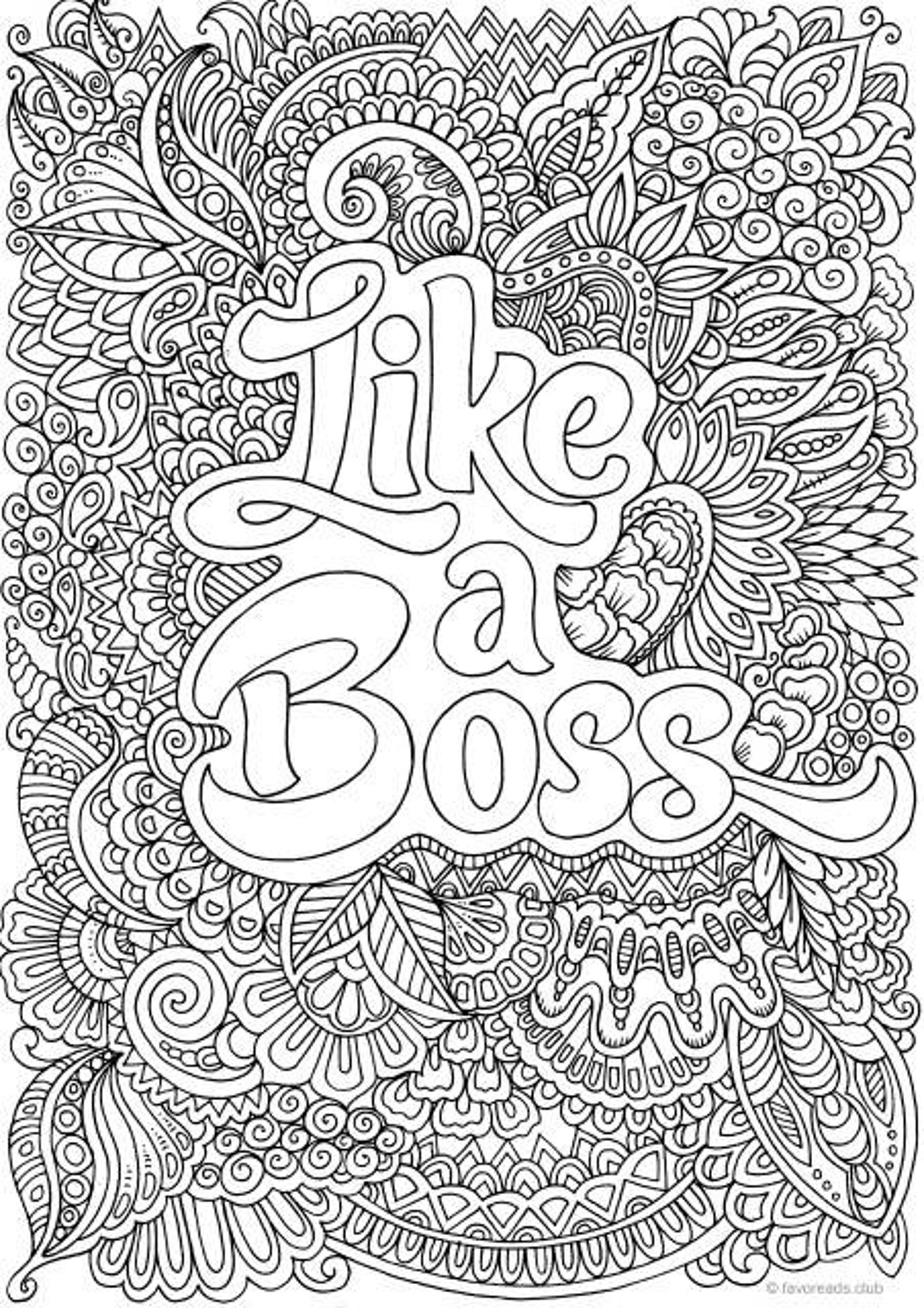 Like a Boss Printable Adult Coloring Page From Favoreads coloring Book ...