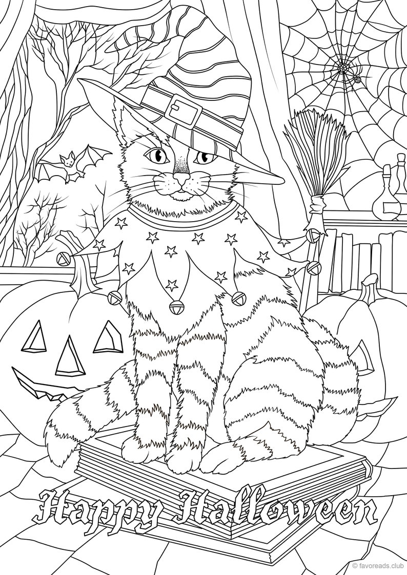 Halloween Bundle 10 Printable Adult Coloring Pages from | Etsy