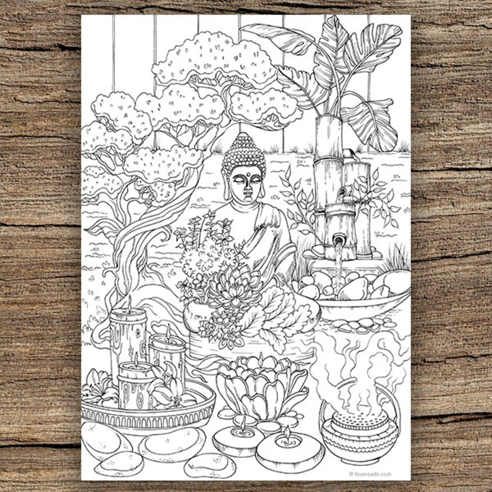 Zen Printable Adult Coloring Page From Favoreads Coloring - Etsy