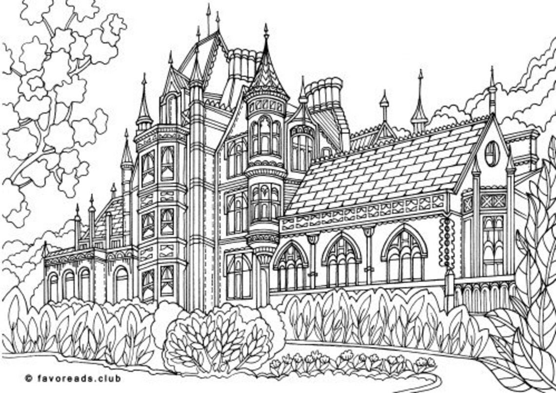 Beautiful Houses Bundle - 10 Printable Adult Coloring Pages From ...