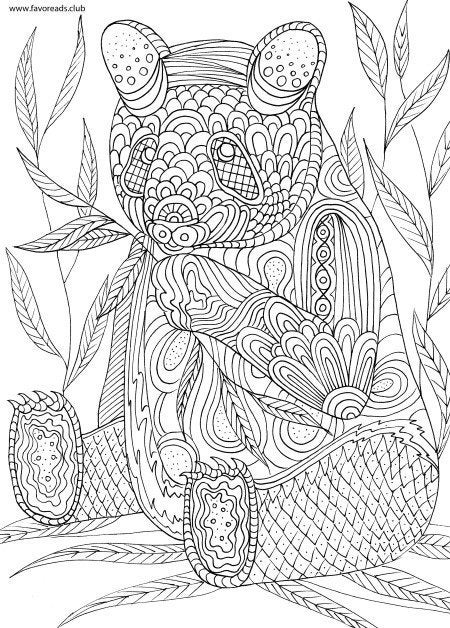 Panda Printable Adult Coloring Page from Favoreads Coloring | Etsy