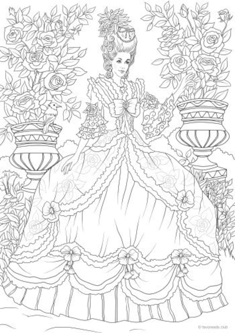 Lady Printable Adult Coloring Page From Favoreads Coloring Etsy España