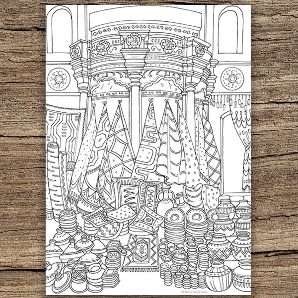 Bazar Printable Adult Coloring Page From Favoreads Coloring | Etsy