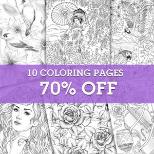 Grayscale Bundle 10 Printable Adult Coloring Pages From Favoreads ...