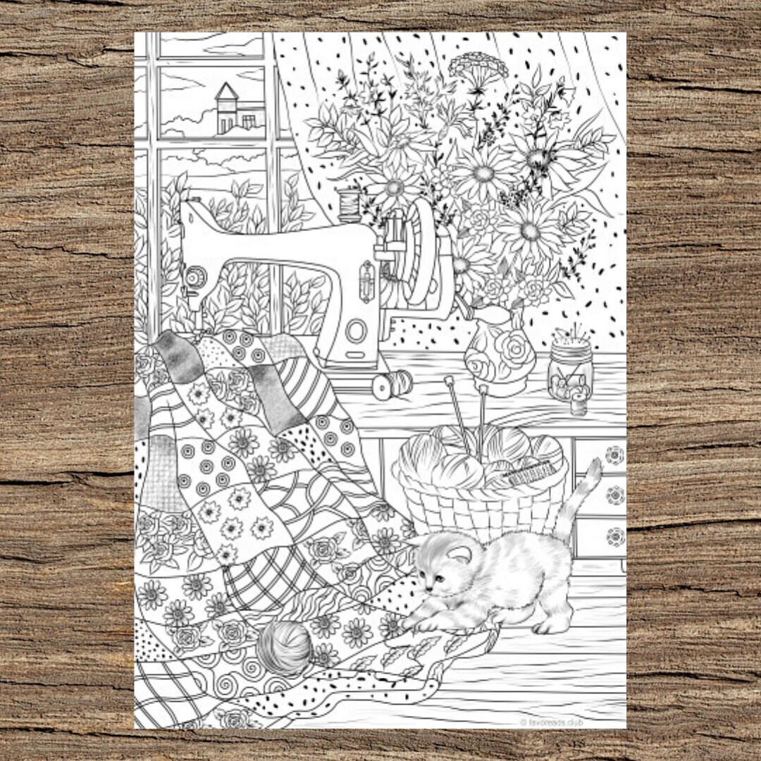 Playful Kitty - Printable Adult Coloring Page From Favoreads (coloring ...