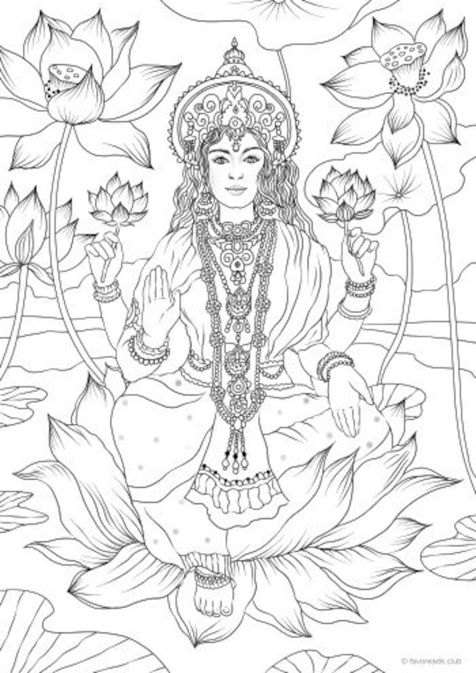 Goddess Printable Adult Coloring Page From Favoreads coloring Book ...