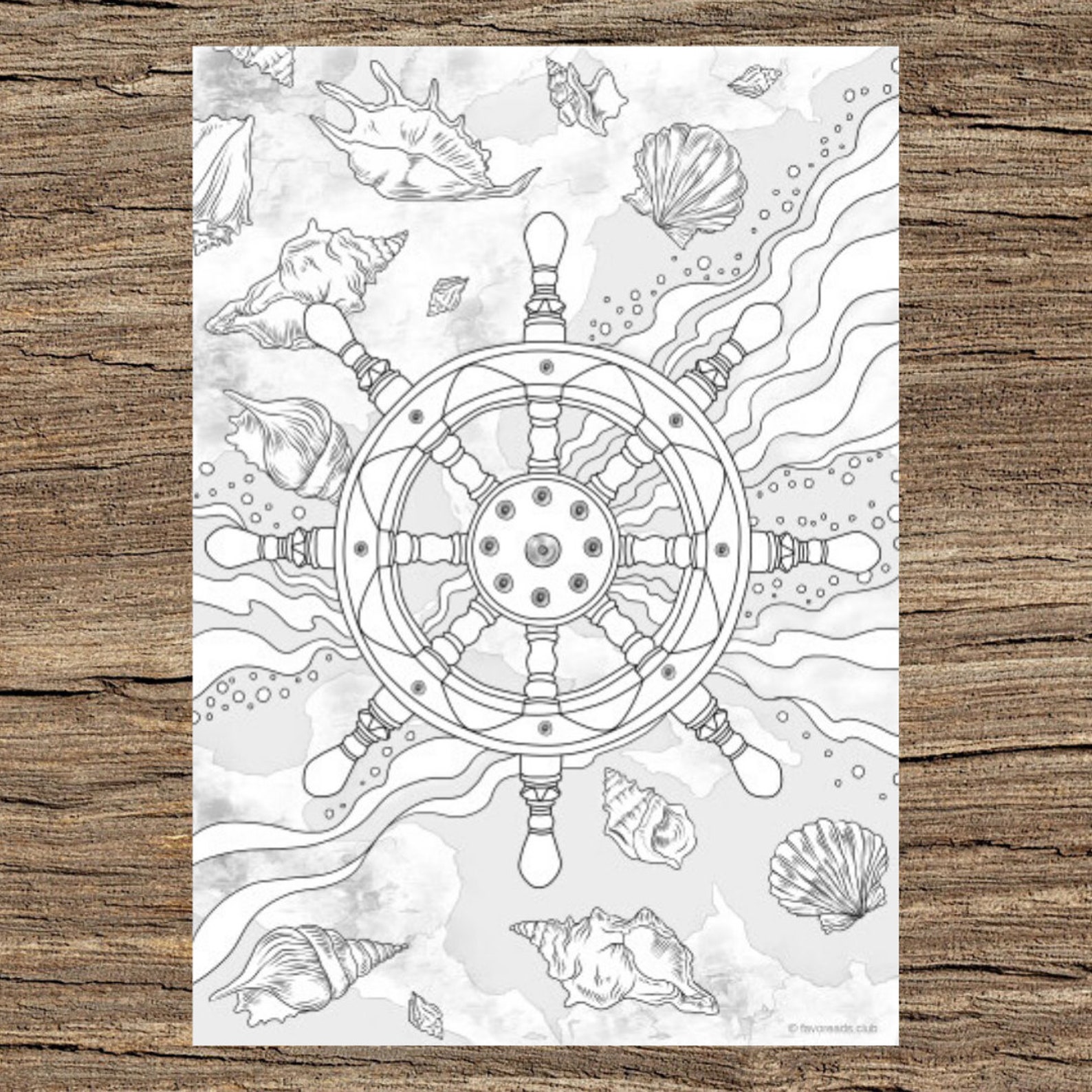 Wheel Printable Adult Coloring Page From Favoreads coloring | Etsy