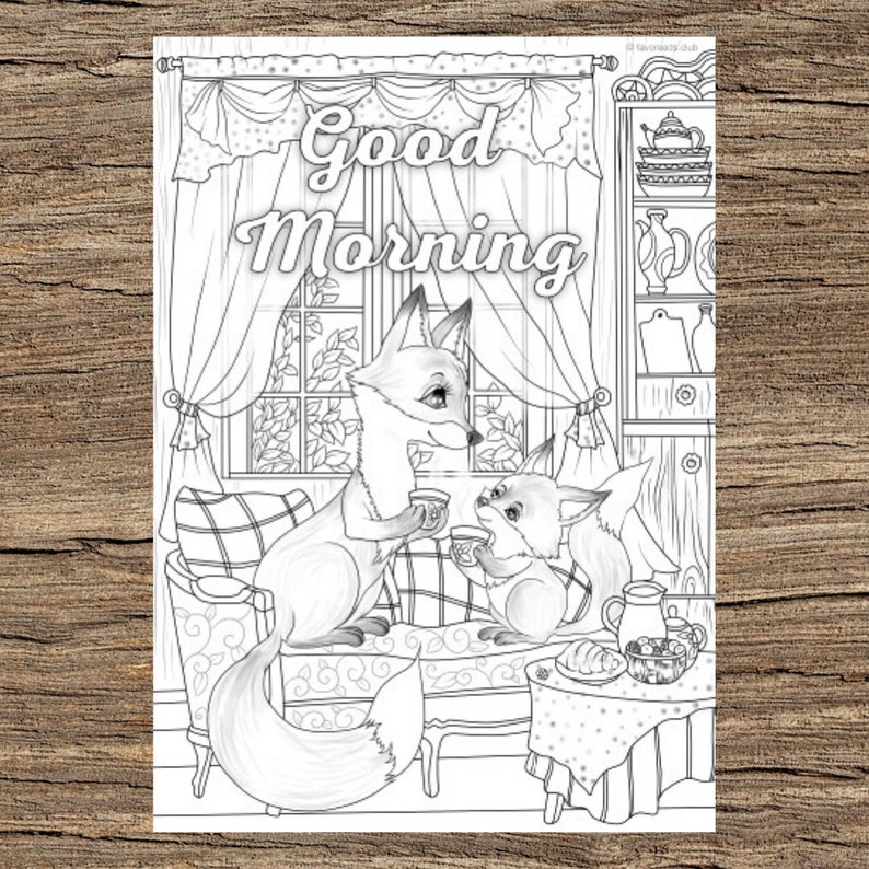 Good Morning Printable Adult Coloring Page From Favoreads - Etsy