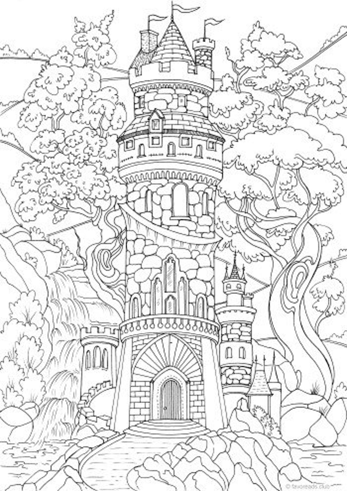 Fortress Printable Adult Coloring Page from Favoreads | Etsy
