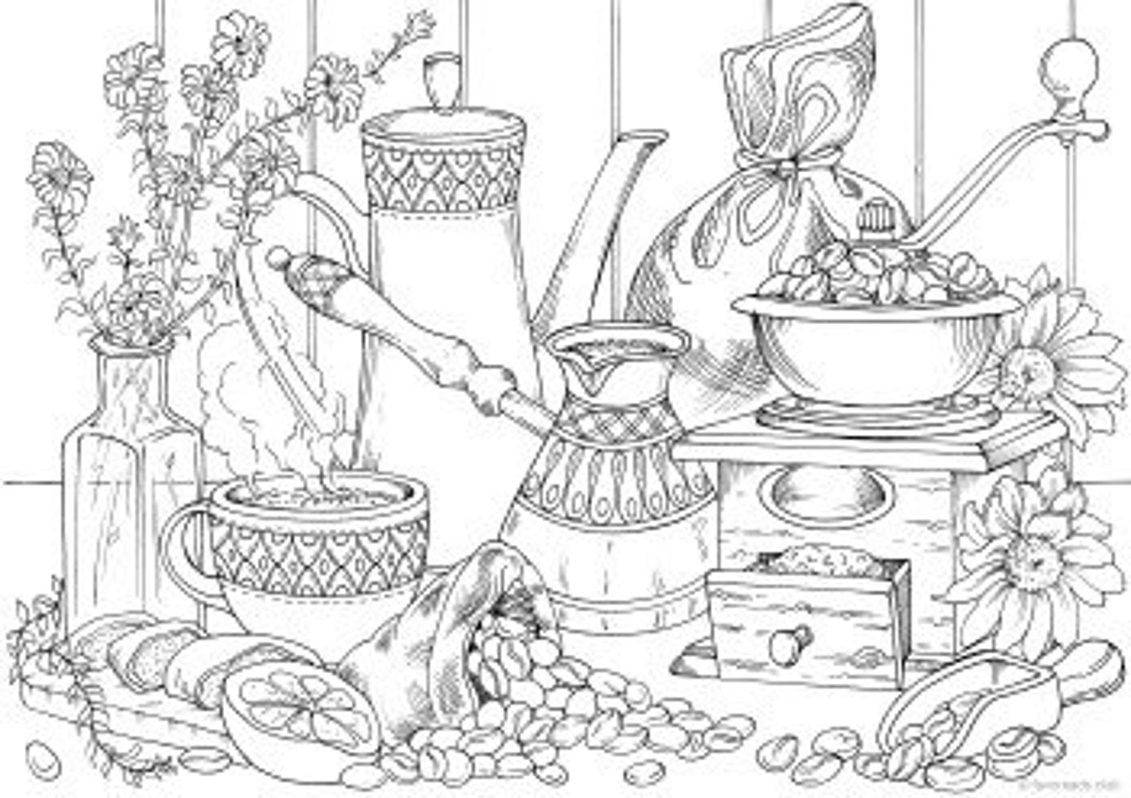 Coffee Printable Adult Coloring Page From Favoreads - Etsy