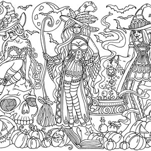Halloween Bundle - 10 Printable Adult Coloring Pages From Favoreads ...