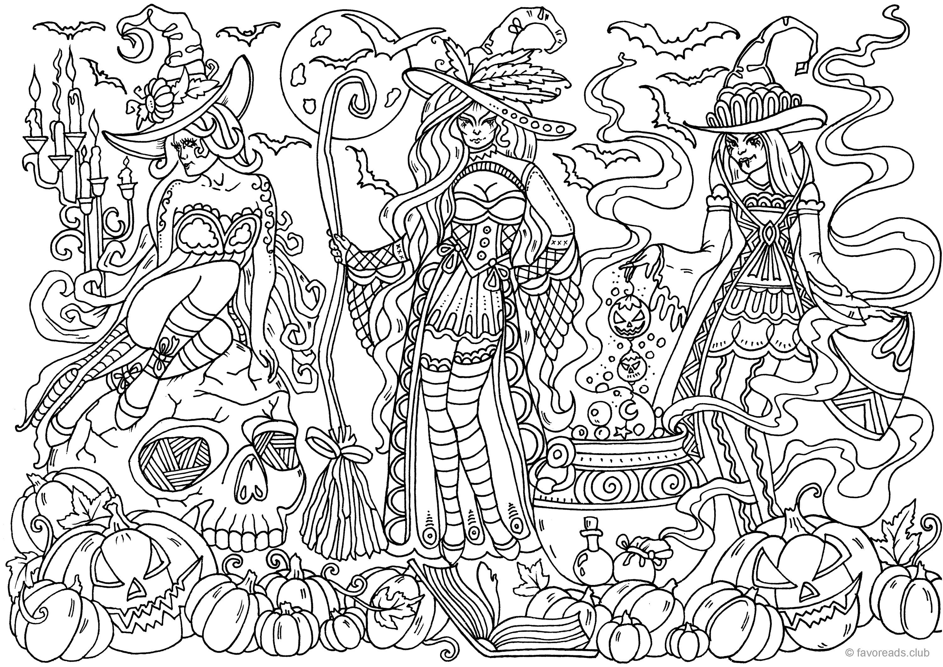 Halloween Bundle 10 Printable Adult Coloring Pages From - Etsy