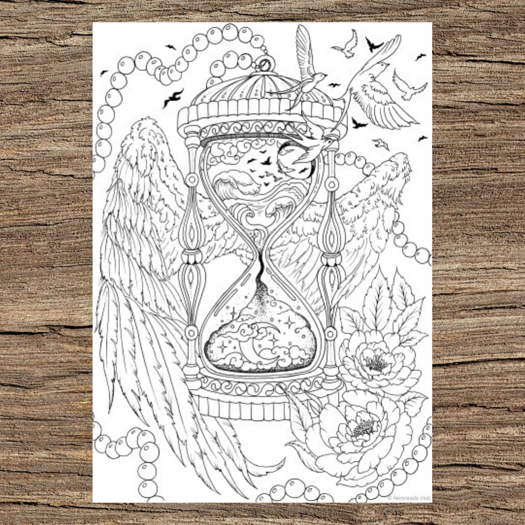 Hourglass Printable Adult Coloring Page From Favoreads Coloring Book Pages For Adults And