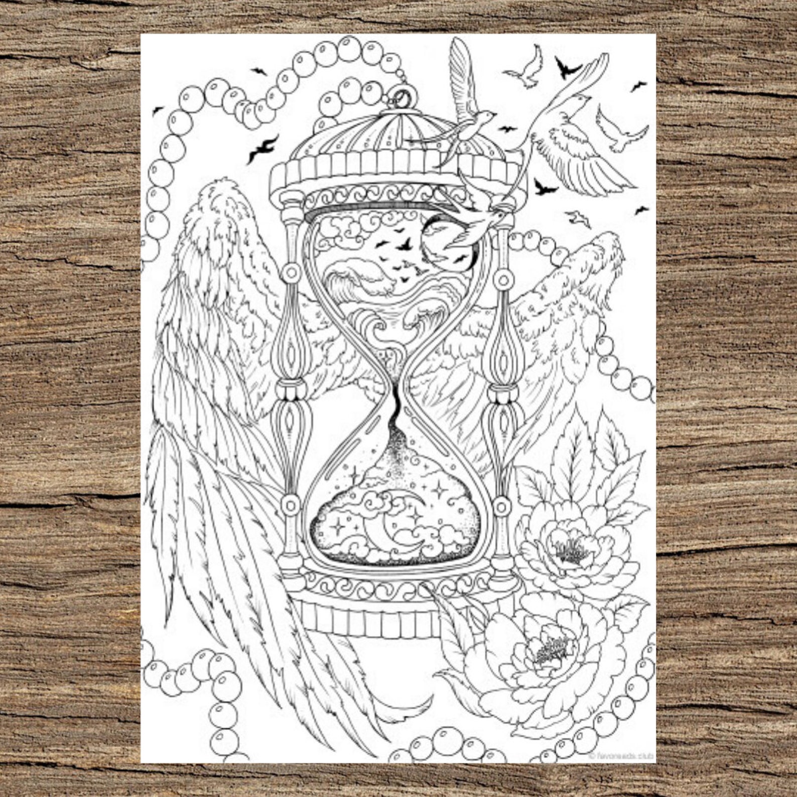 Hourglass Printable Adult Coloring Page From Favoreads - Etsy