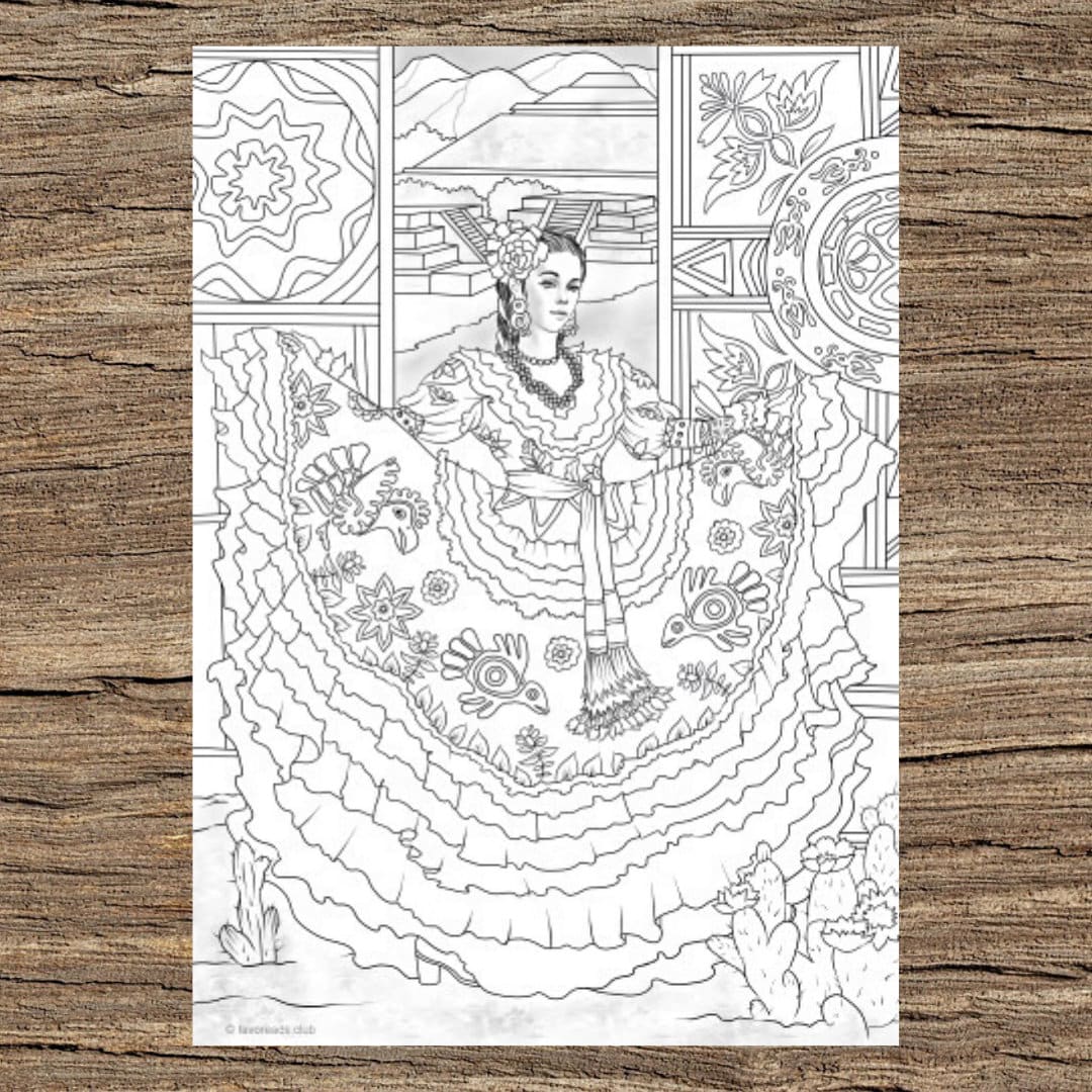 Mexican Lady - Printable Adult Coloring Page From Favoreads Coloring ...