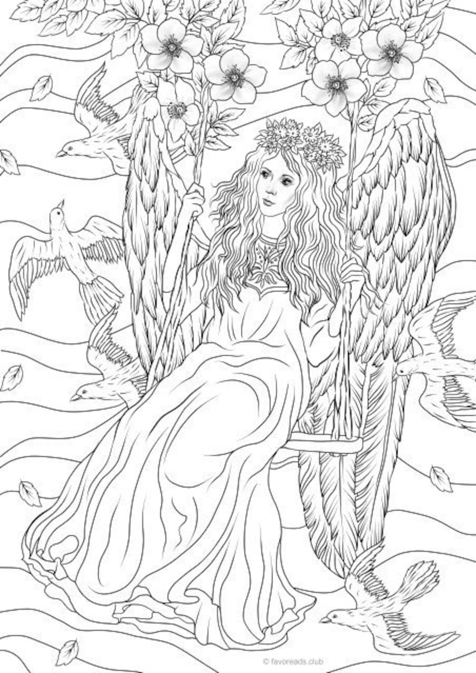 Angel Printable Adult Coloring Page From Favoreads coloring Book Pages ...