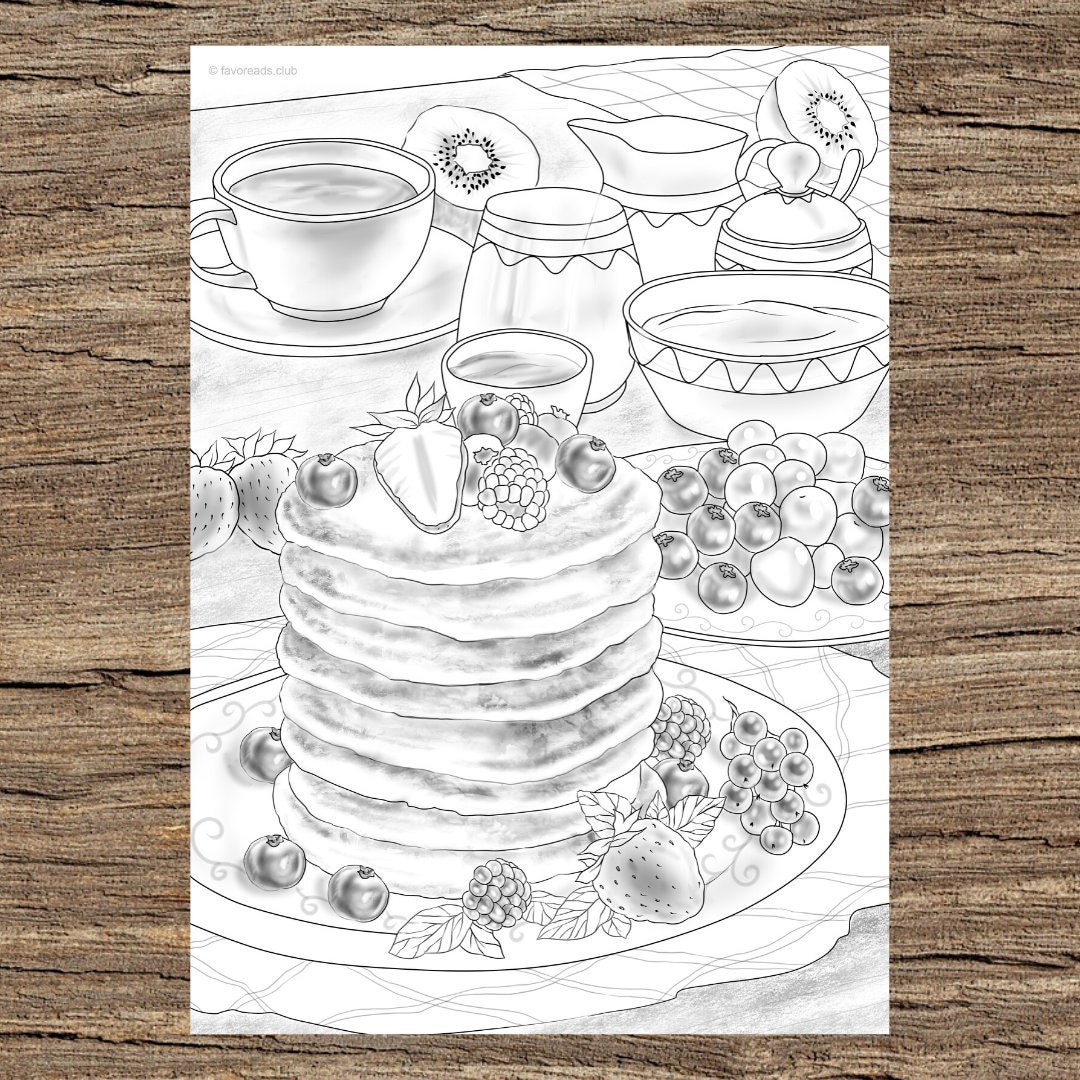 Pancakes - Printable Adult Coloring Page From Favoreads (coloring Book ...