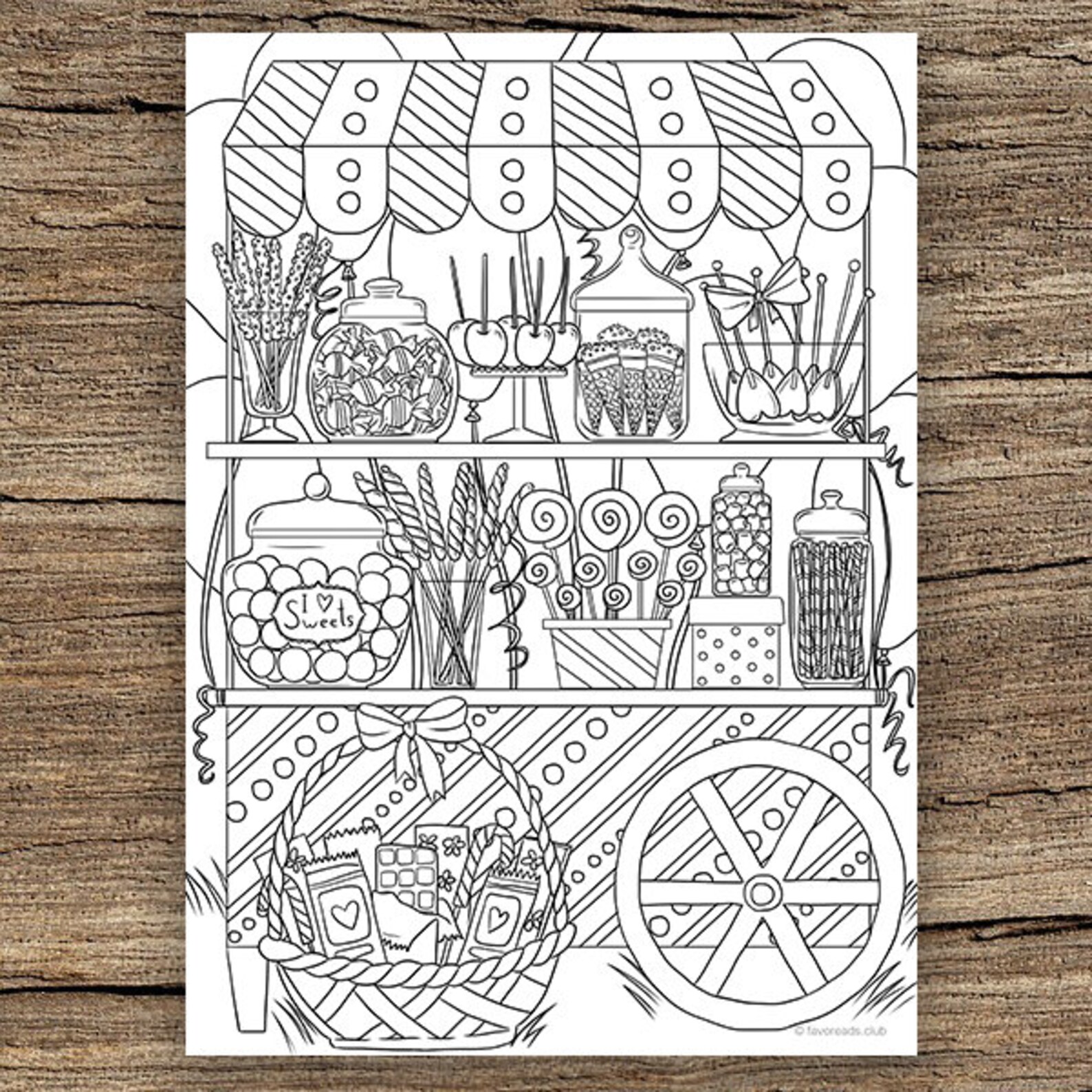 Candy Shop Printable Adult Coloring Page From Favoreads - Etsy