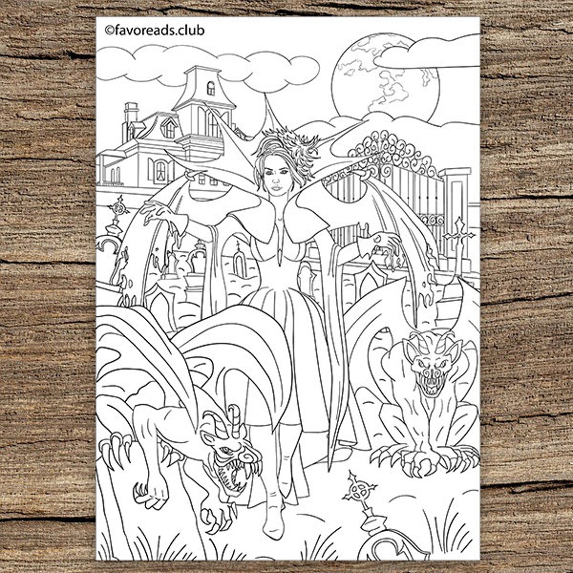 Devil Lady Printable Adult Coloring Page from Favoreads | Etsy