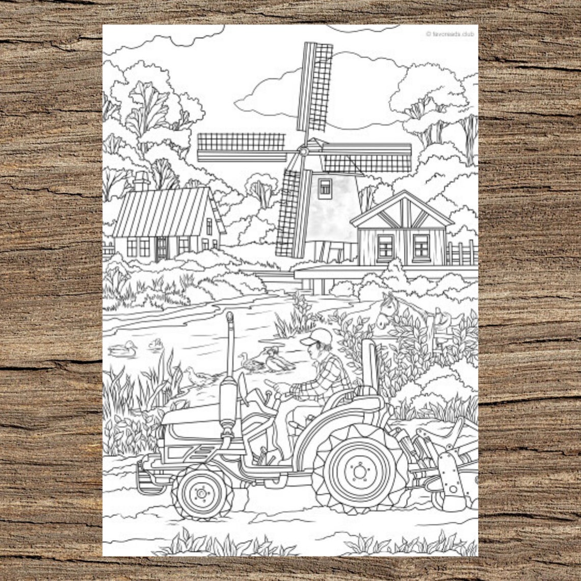 Farm Life Printable Adult Coloring Page From Favoreads Coloring Book ...