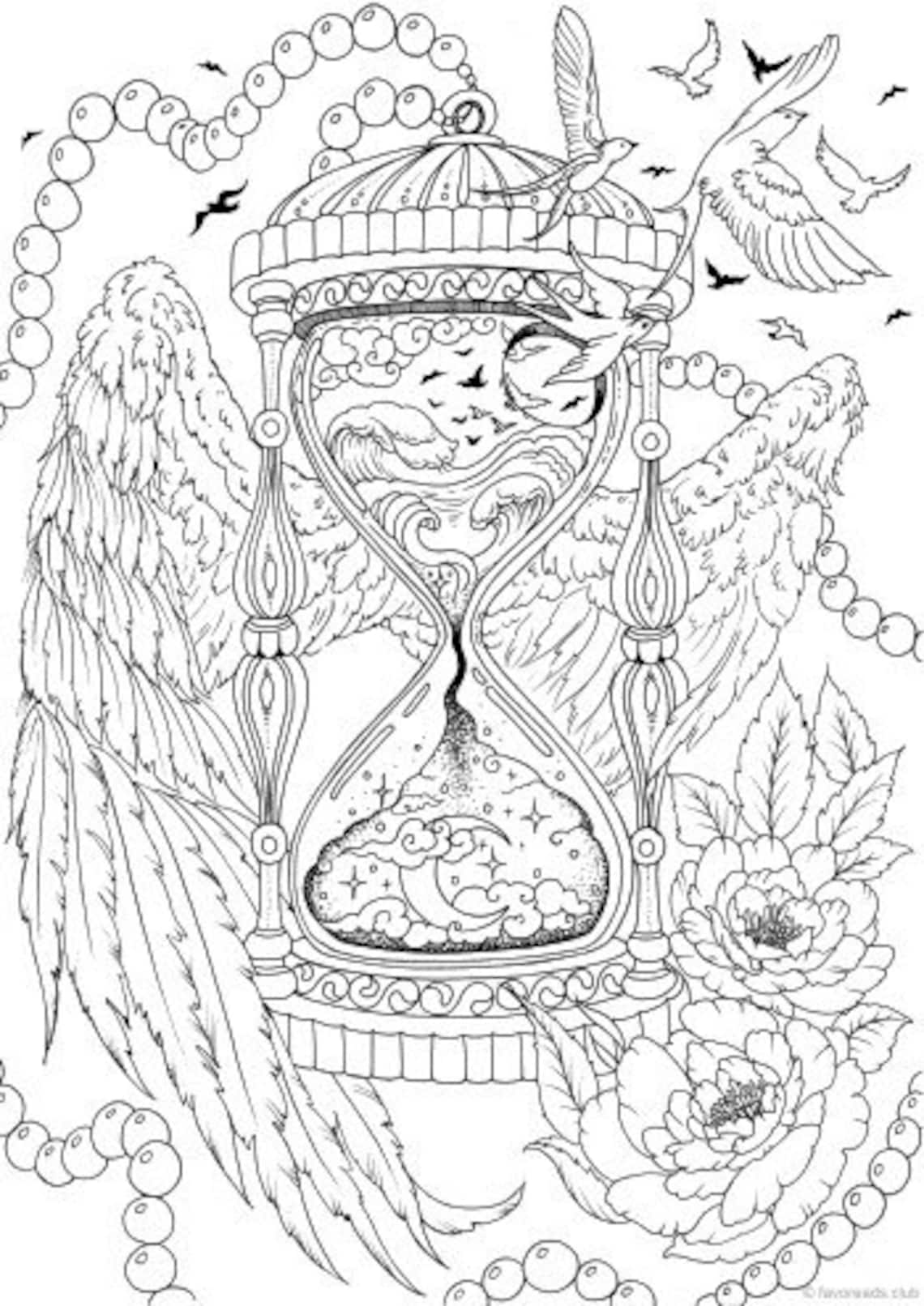 Hourglass Printable Adult Coloring Page From Favoreads | Etsy
