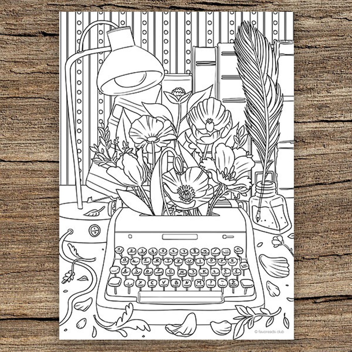 Typewriter Printable Adult Coloring Page From Favoreads - Etsy Ireland