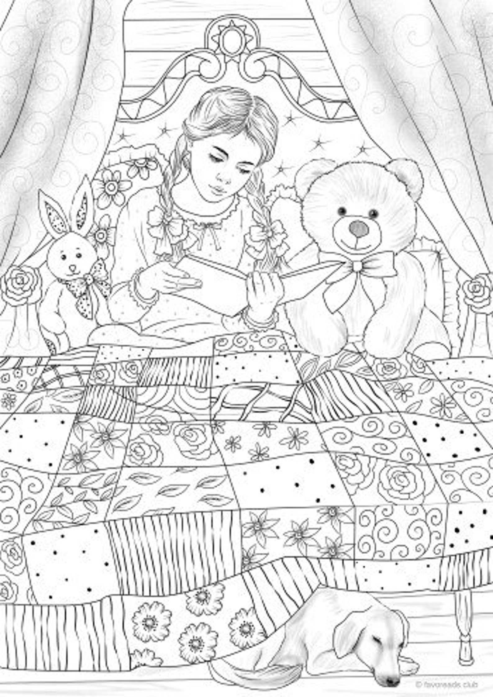 Bedtime Story Printable Adult Coloring Page From Favoreads - Etsy UK