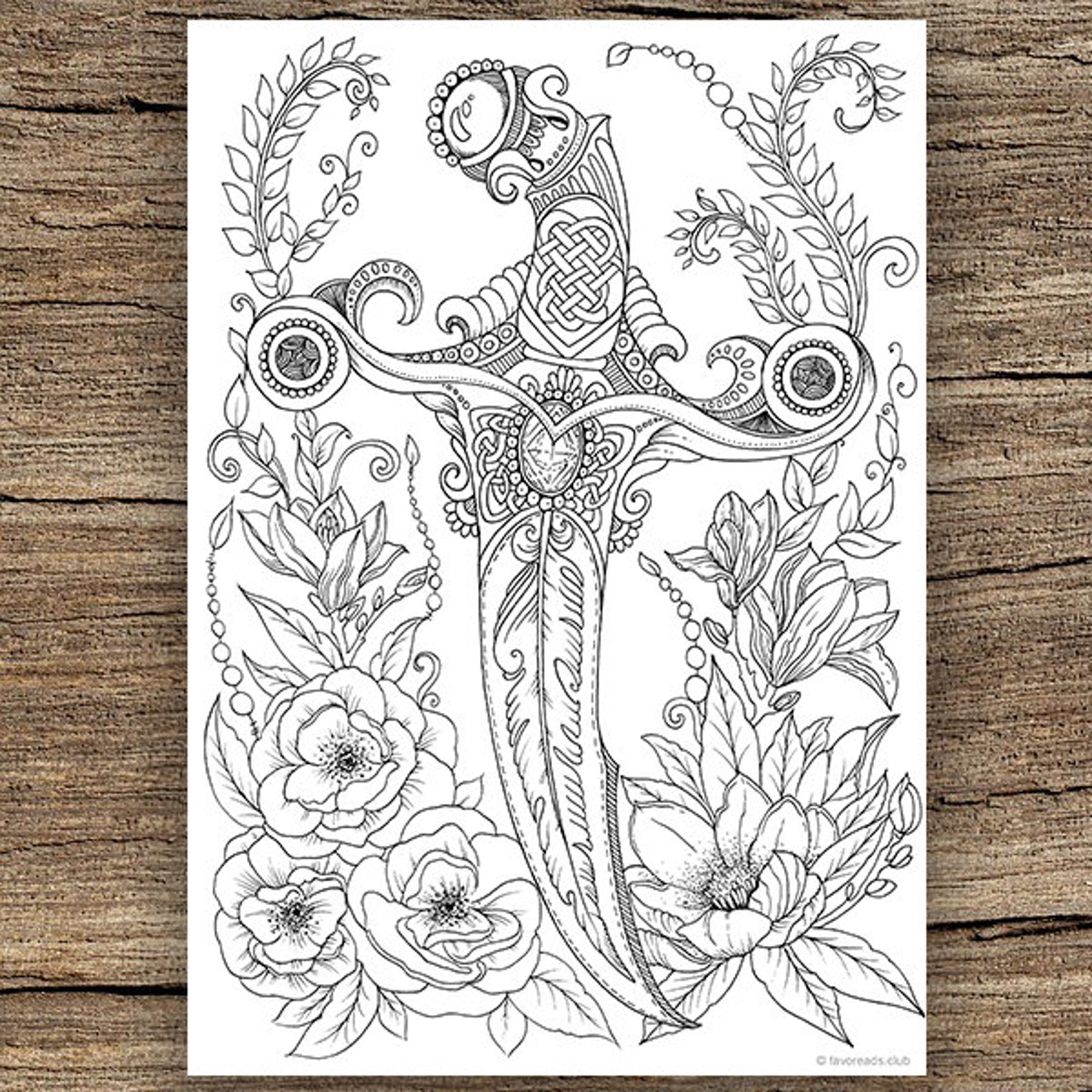 Knife Printable Adult Coloring Page From Favoreads coloring - Etsy